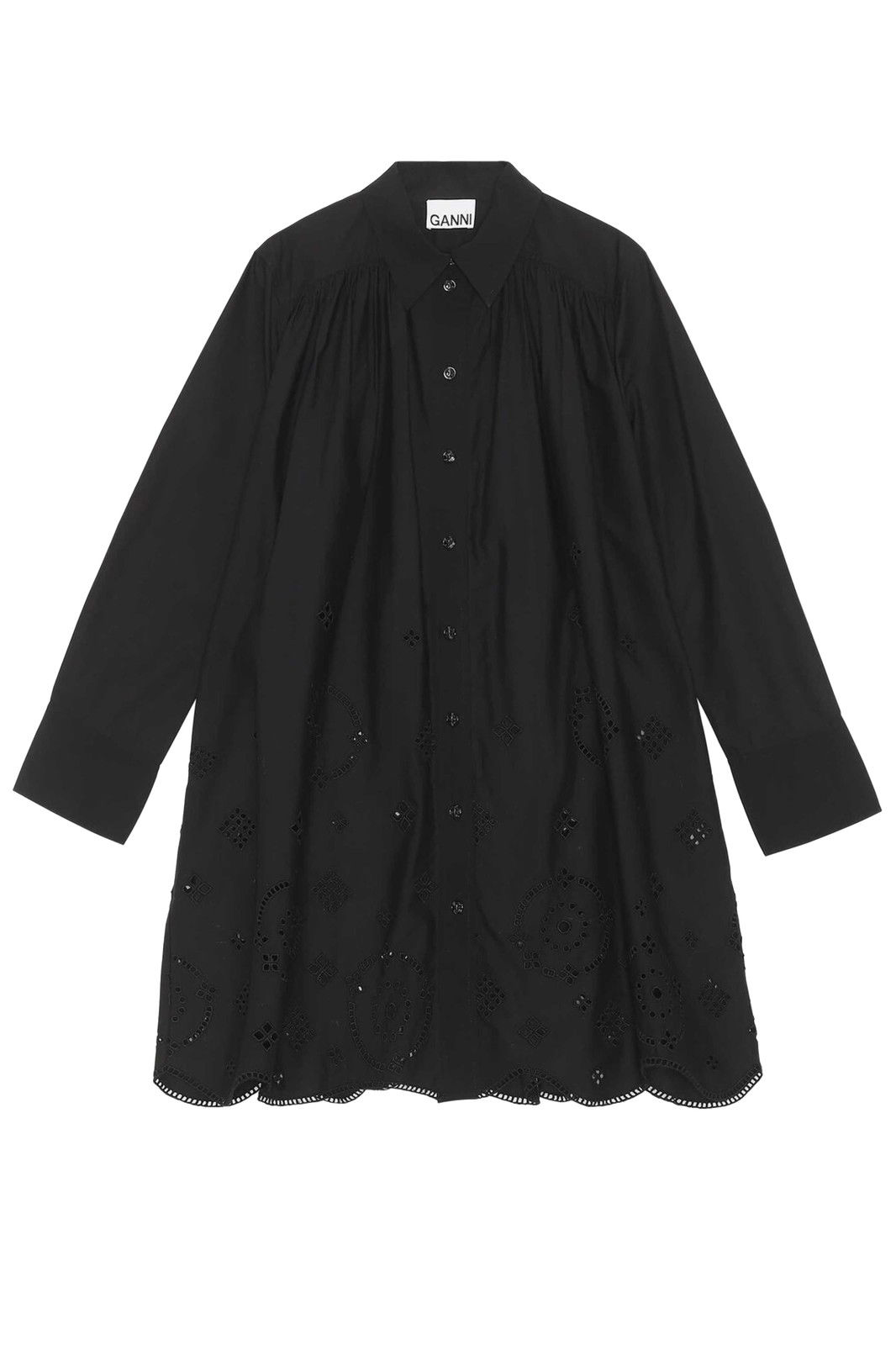 Fru Lund - Ganni kort kjole broderie anglaise sort